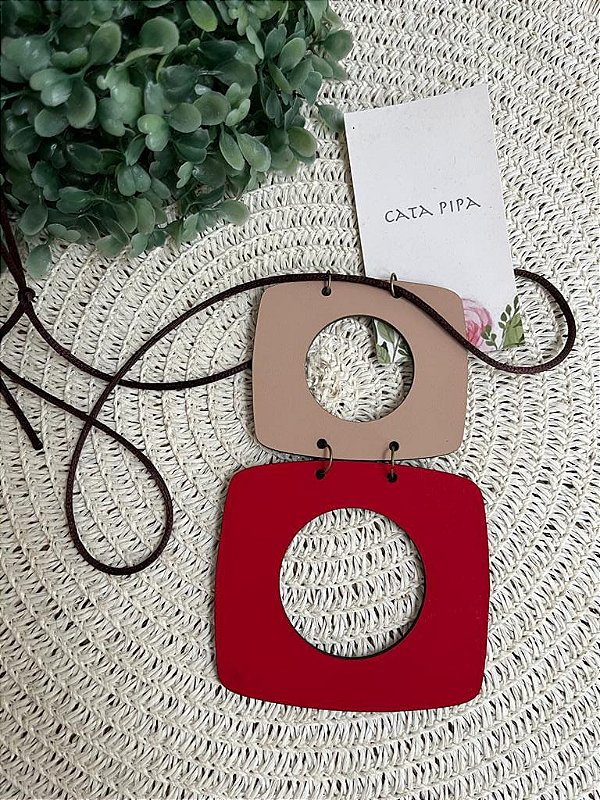 Colar Mdf 2 quadrados - Cata Pipa