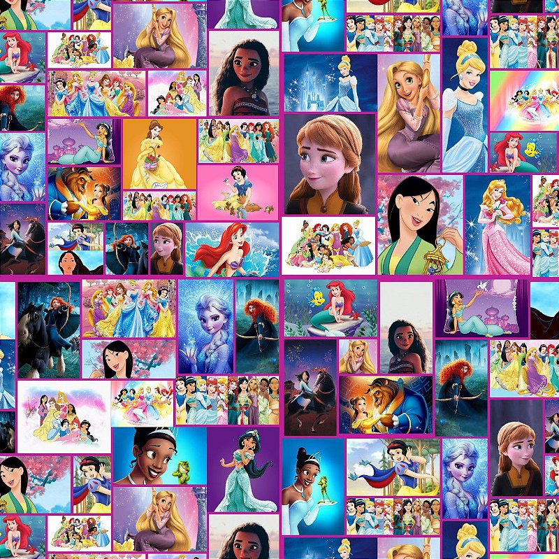 Tecido Microfibra Estampa Digital - Princesas Disney 3 - Estampas Digital