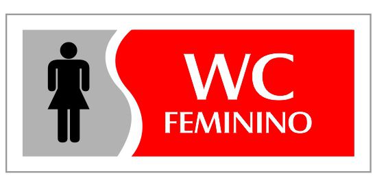 PLACA - WC FEMININO - VERMELHA / EM PS 20 X 7CM EMPLAC BR - HNA
