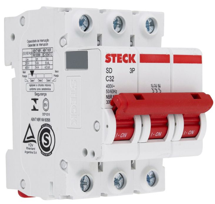 DISJUNTOR TRIPOLAR 32A 3P C 3KA STECK - HNA