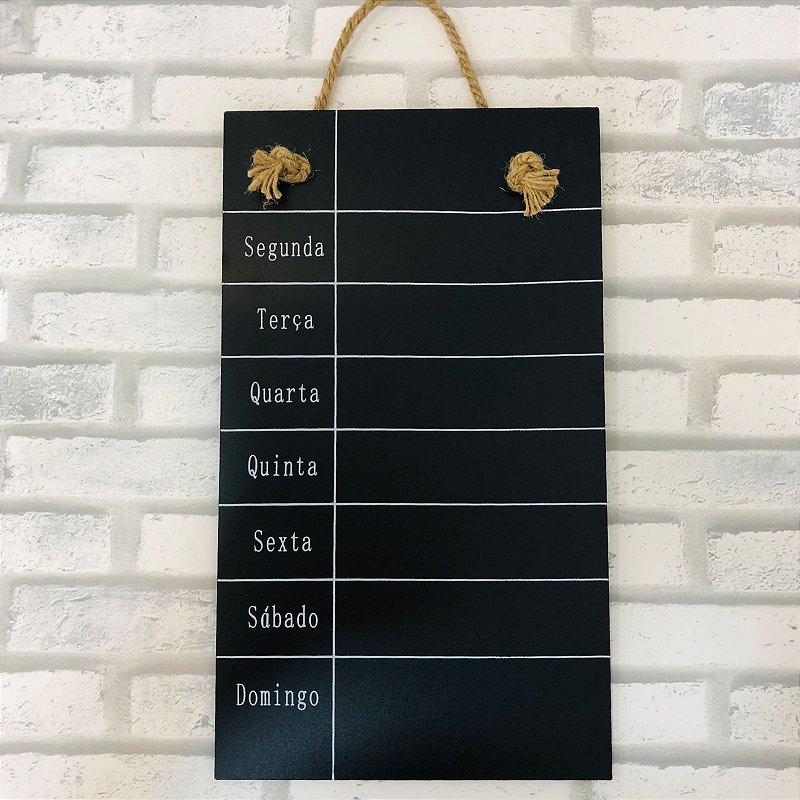 Placa em Mdf Organização Semanal 23x40 - Aloja