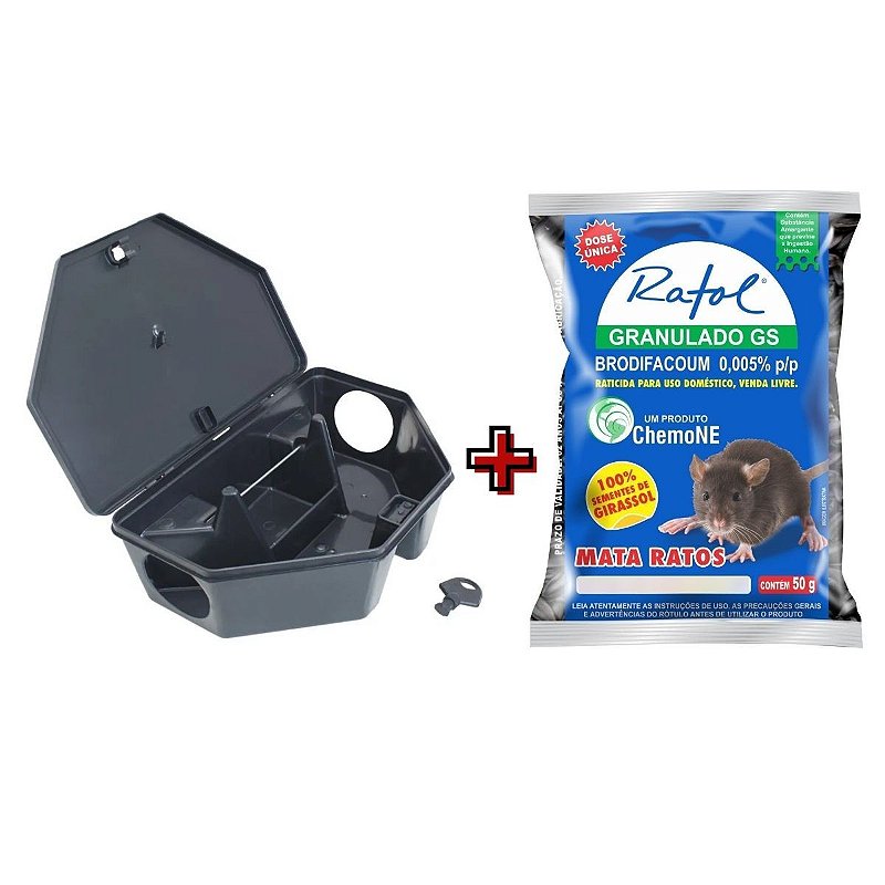 Kit 01 Porta Isca - 1 Isca 50g Anti Ratos Uso Doméstico - Pestshop