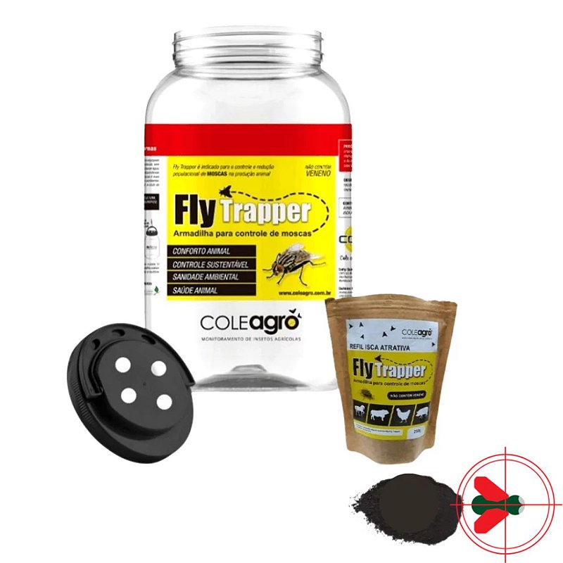Kit 1 Armadilha Fly Trapper 1lt + 1 Refil Fly Trapper 250gr - Pestshop