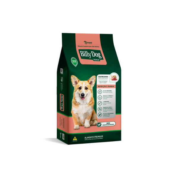 Ração Billy Dog Castrados 15Kg - Sabor Carne e Frango - Alimpet