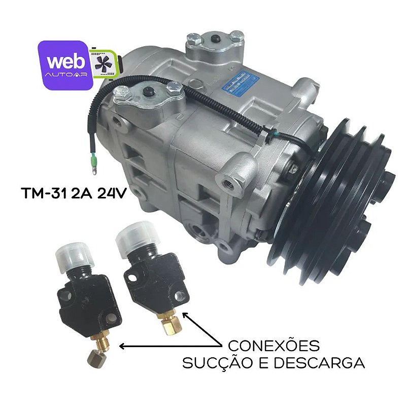COMPRESSOR MODELO TM31 POLIA 2A 24V COM CONEXÕES E VISOR DE LÍQUIDO ...