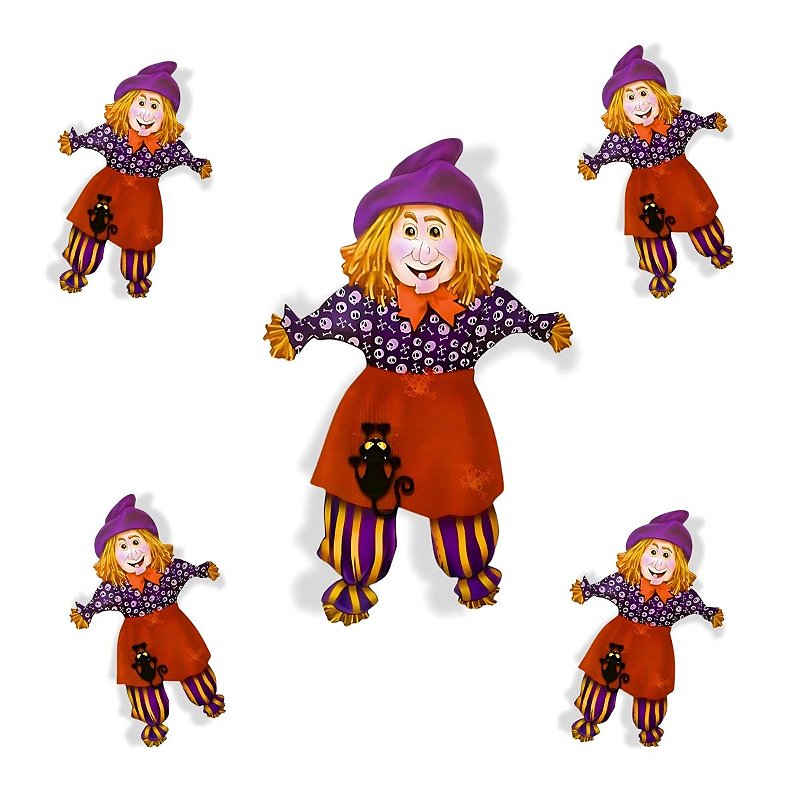 KIT BRUXA + 04 MINI BRUXINHAS FESTA HALLOWEEN DIA DAS BRUXAS - DHS SHOP ...