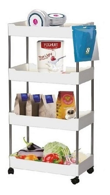 Prateleira Carrinho Organizador Multiuso Branca 4 Andares Com Rodinhas ...