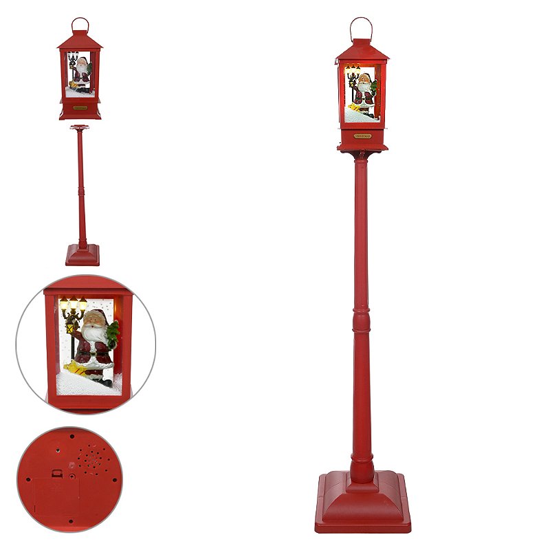 Poste de Mesa com Cenário Natalino, Som e Neve Flutuante - 156 cm de ...