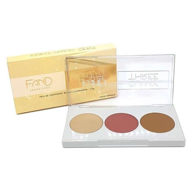 TRIO GLAMMY THREE - CONTORNO, BLUSH E ILUMINADOR - FAND MAKEUP ...
