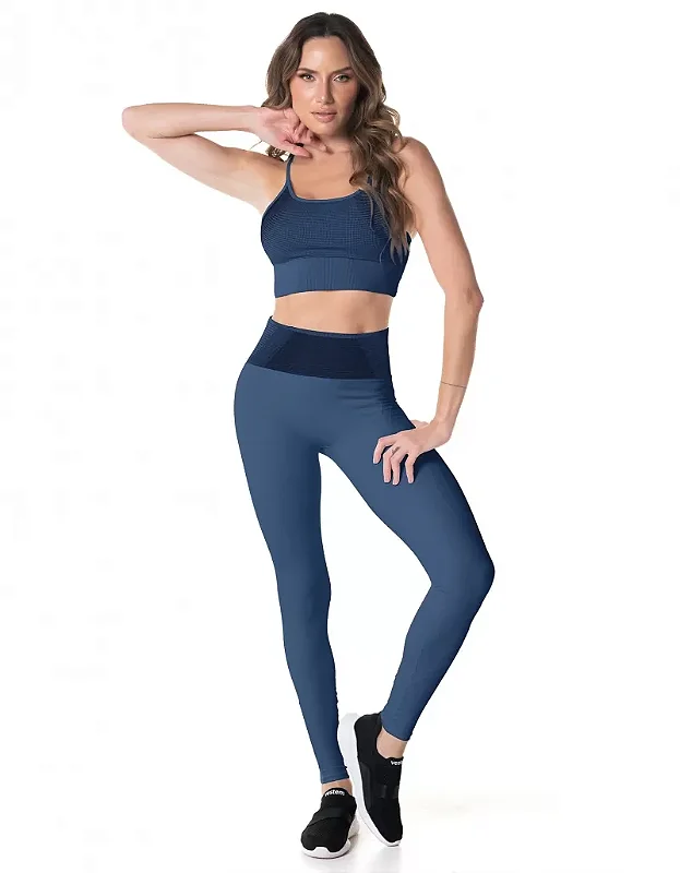 Legging Fuso Rita Azul Jeans - Cores e Curvas Fashion Fitness