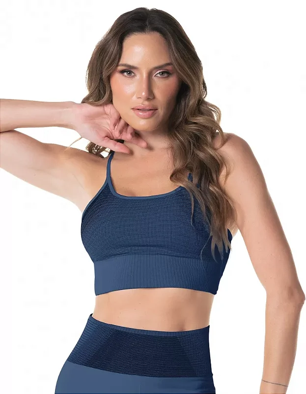 Top Rita Azul Jeans - Cores e Curvas Fashion Fitness