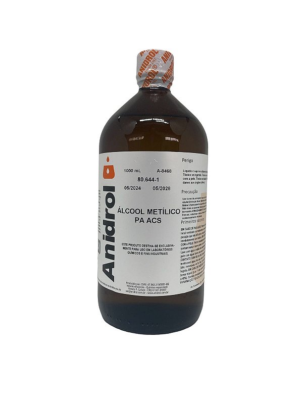 Álcool Metílico (Metanol) PA 1L - ANIDROL - Labstock - Suprimentos para ...