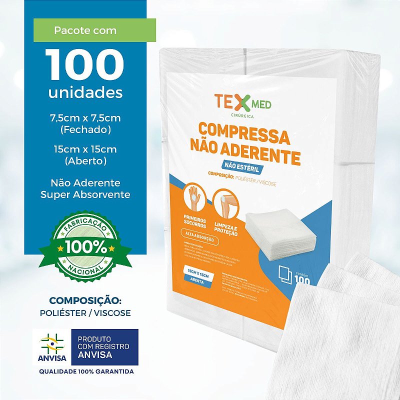 Compressa Não Aderente Texmed Premium 100 Unidades - Casa da Gaze ...