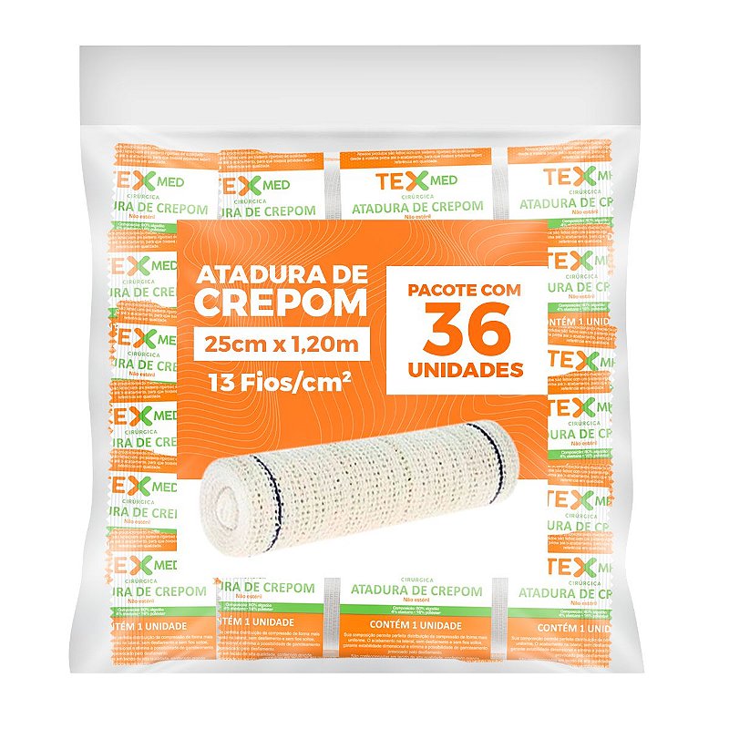 Atadura de Crepom 25cm x 1,20m 13 Fios Texmed - Pacote com 36 Unidades - Casa da Gaze Produtos ...