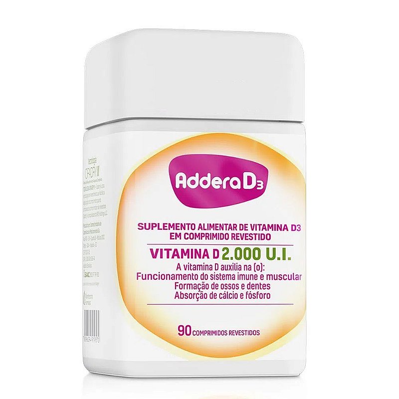 Suplemento Addera D3 2.000UI 90 Comprimidos Revestidos - Resilifarma ...