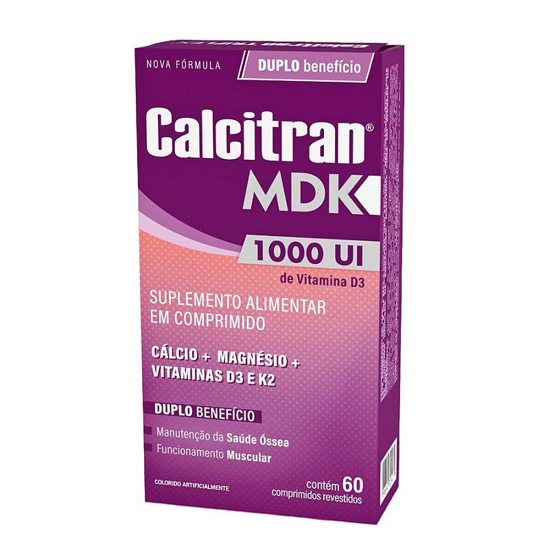 Suplemento Alimentar Calcitran MDK 1.000UI 60 Comprimidos Revestidos ...