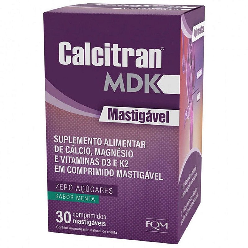 Suplemento Alimentar Calcitran MDK Sabor Menta 30 Comprimidos ...