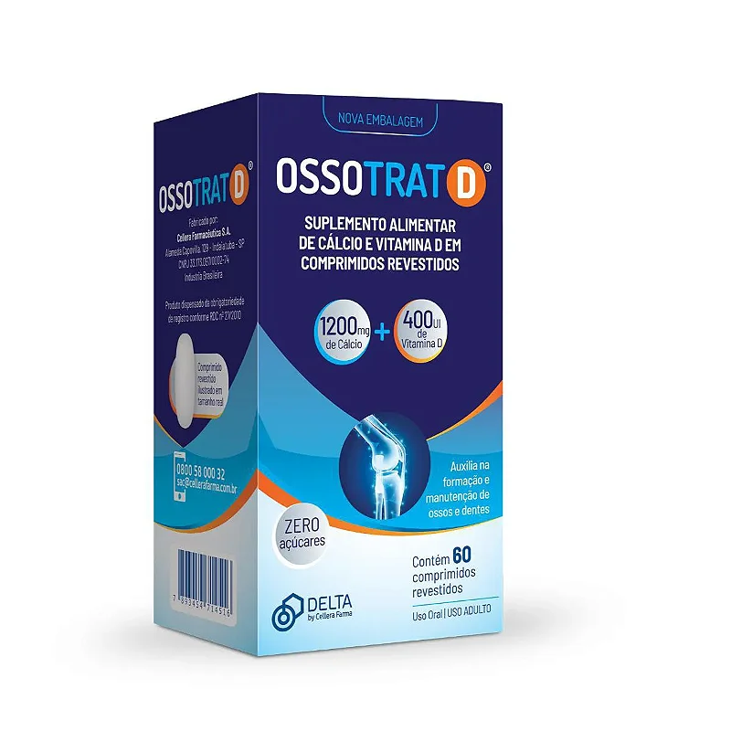 Suplemento Alimentar Ossotrat-D 600mg + 200UI 60 Comprimidos Revestidos ...