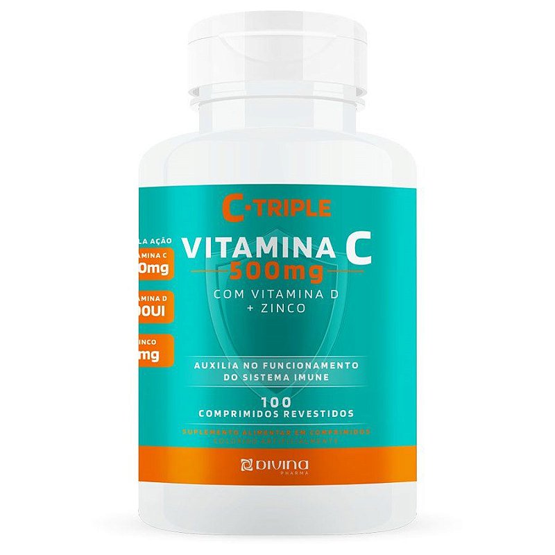 Suplemento Alimentar C-Triple Vitamina C 500mg 100 Comprimidos ...