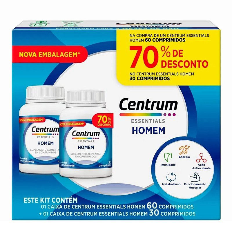 Kit Centrum Essentials Homem 90 Comprimidos - Resilifarma - Saúde em ...