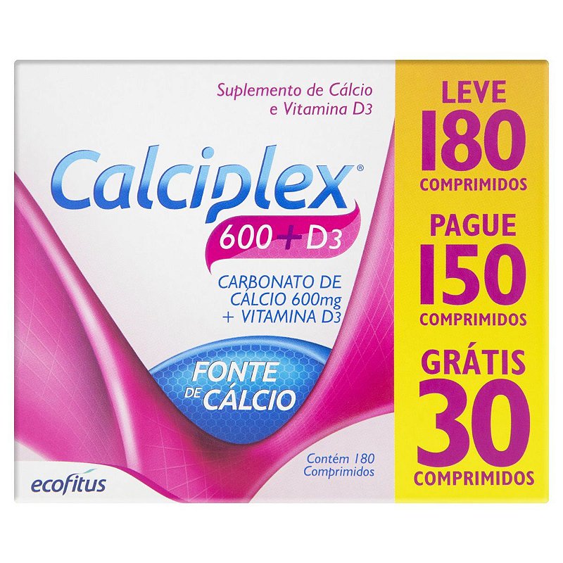 Suplemento Alimentar Ecofitus Calciplex 600 + D3 180 Comprimidos ...