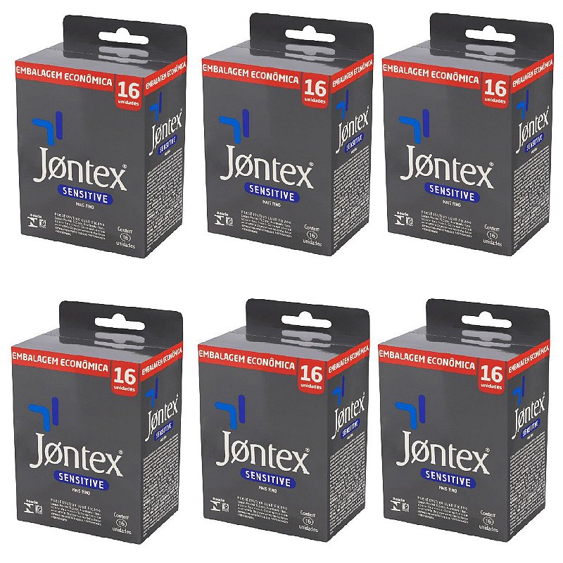 Kit Preservativo Jontex Sensitive Mais Fino Com 6 Caixas De 16 Unidades ...