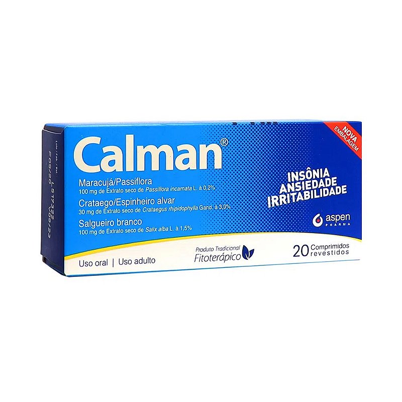 Suplemento Calman 20 Comprimidos Revestidos - Resilifarma - Saúde em ...