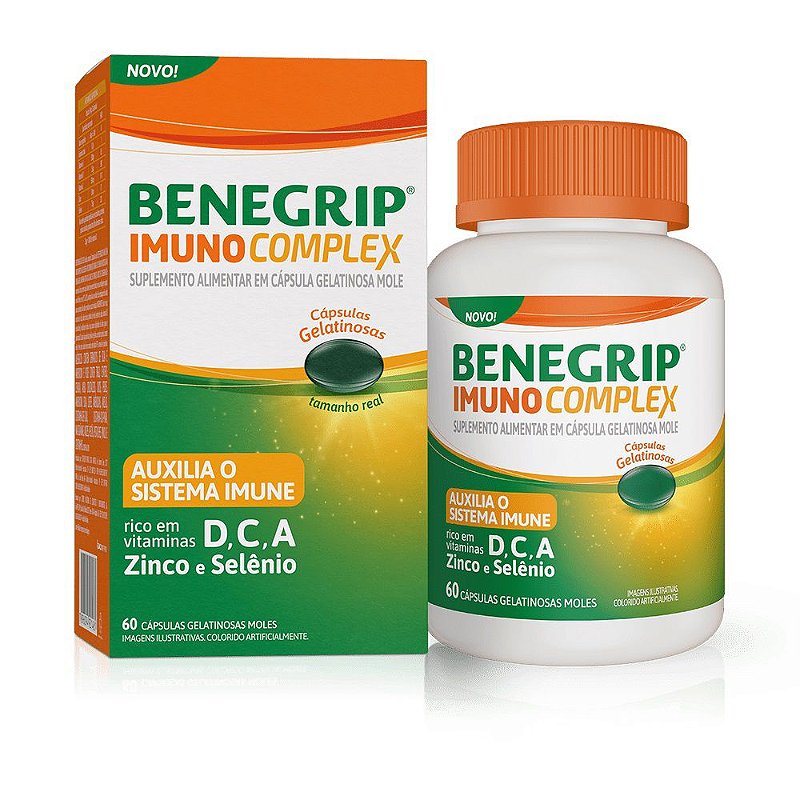 Suplemento Alimentar Benegrip Imuno Complex 60 Cápsulas Gelatinosas ...