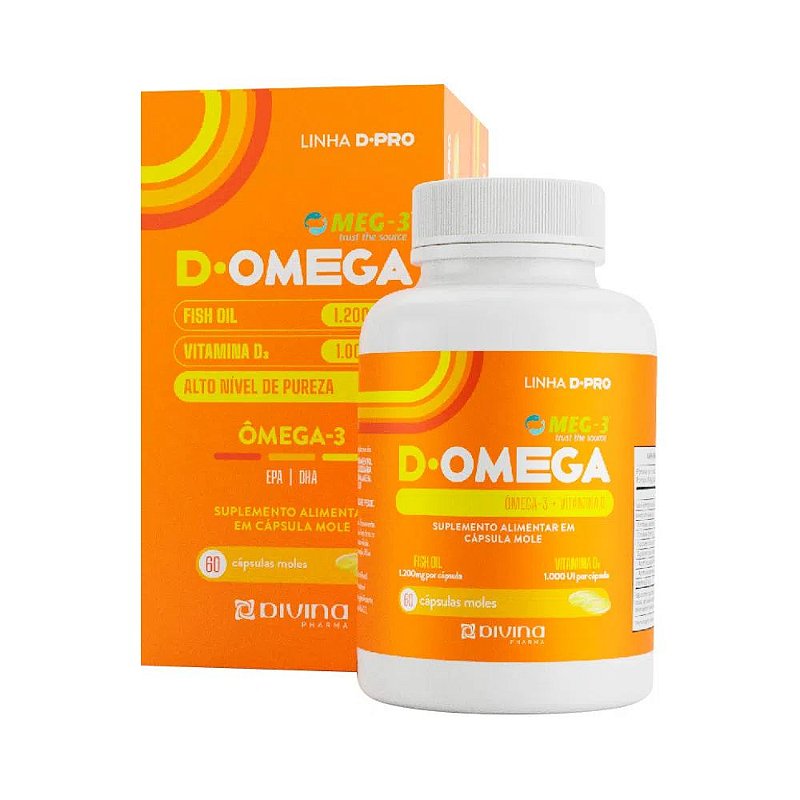 Suplemento Alimentar D-Omega 1200mg + 1000UI 60 Cápsulas Moles ...