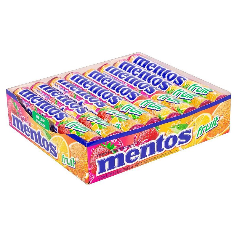 Bala Mastigável Mentos Fruit Display Com 16 Unidades De 37,5g ...