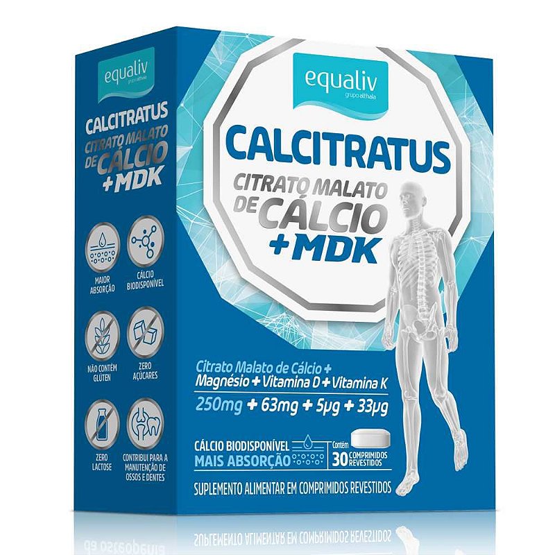 Suplemento Alimentar Calcitratus + MDK Equaliv 30 Comprimidos ...