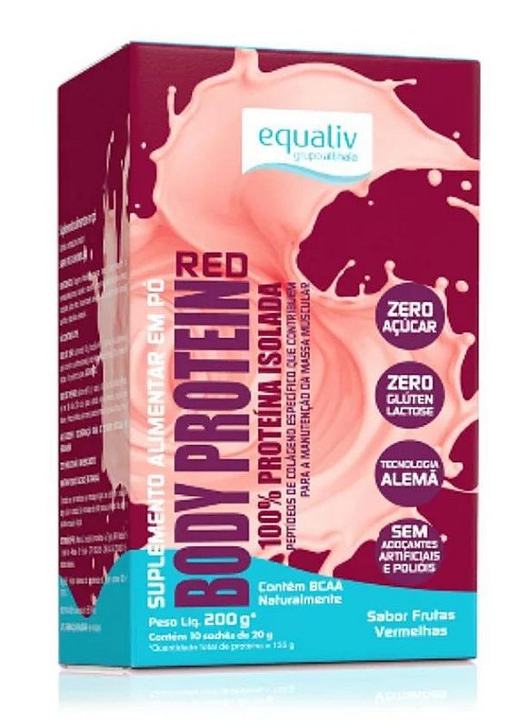Suplemento Alimentar Em Pó Equaliv Body Protein Red Sabor Frutas Vermelhas Com 10 Sachês De 20g ...
