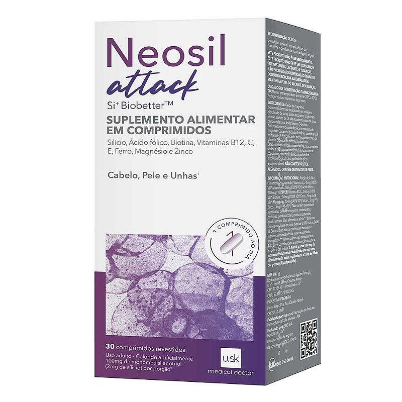 Suplemento Alimentar Neosil Attack 30 Comprimidos Revestidos ...