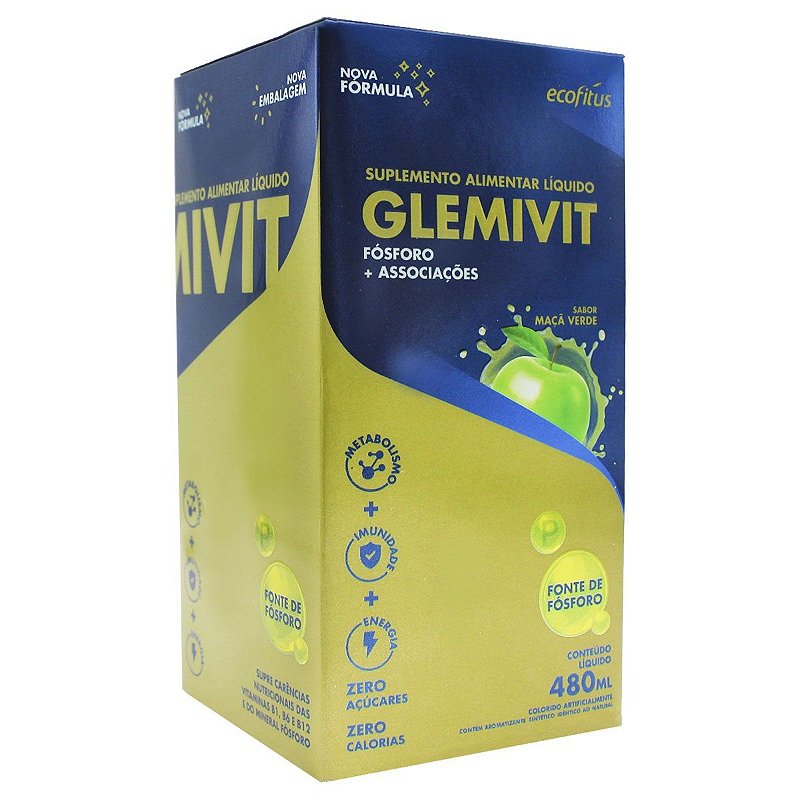 Suplemento Alimentar Líquido Ecofitus Glemivit Sabor Maçã Verde 480ml ...