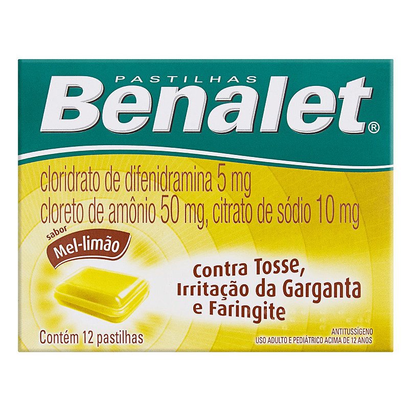 Benalet 5mg + 50mg + 10mg 12 Pastilhas Sabor Mel e Limão - Resilifarma ... Benalet 5mg + 50mg + 10mg 12 Pastilhas Sabor Mel e Limão - Resilifarma ...