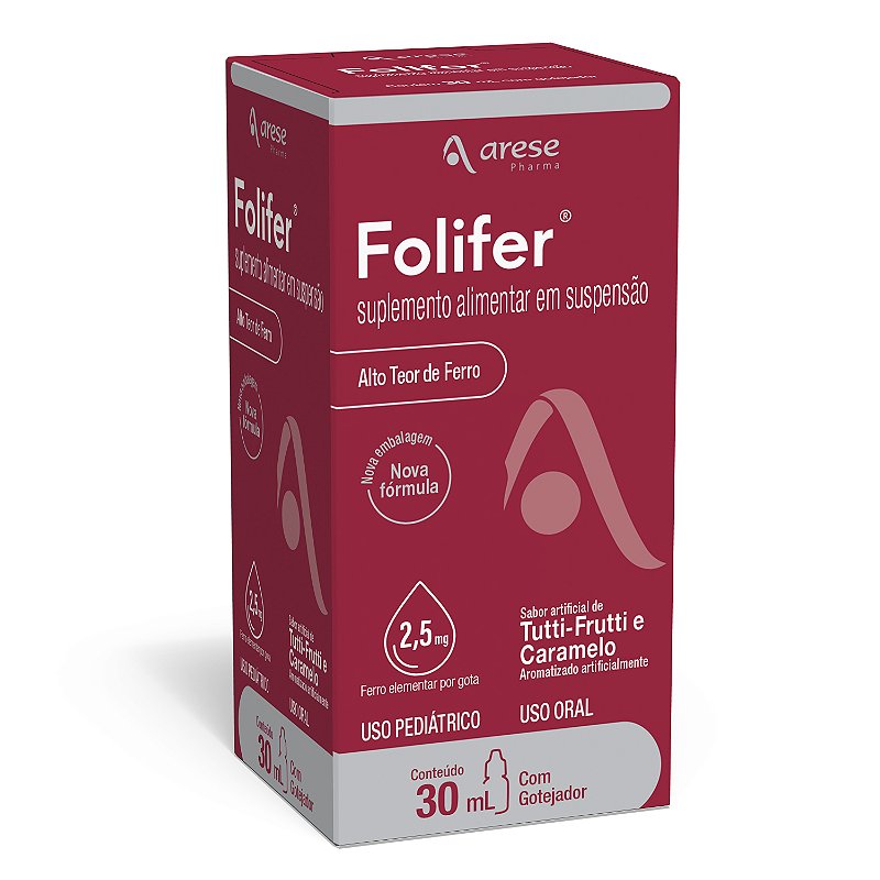 Suplemento Alimentar Arese Folifer Gotas Sabor Tutti-Frutti e Caramelo ...