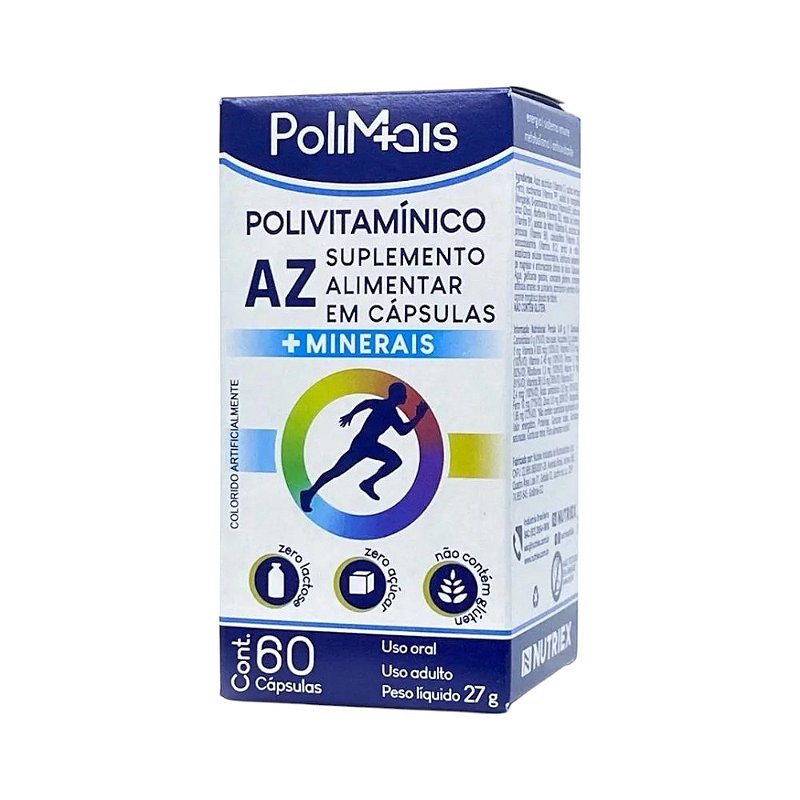 Suplemento Alimentar Polivitamínico AZ + Minerais PoliMais 60 Cápsulas ...