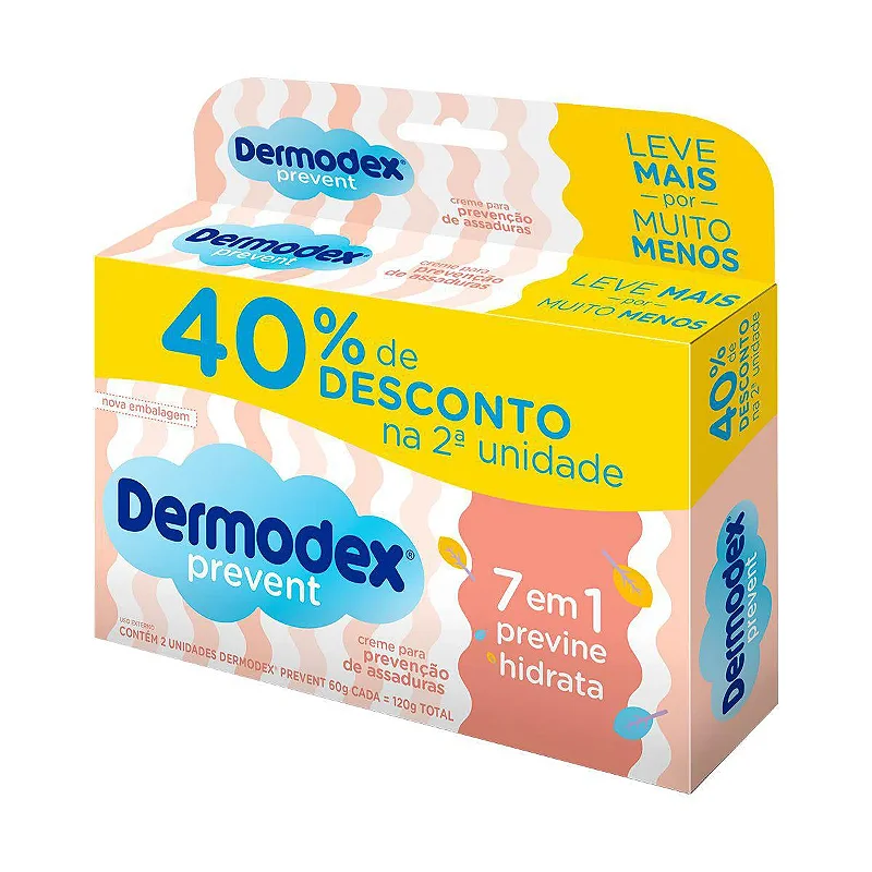 Creme Para Prevenção De Assaduras Dermodex Prevent 2 Unidades De 60g ...