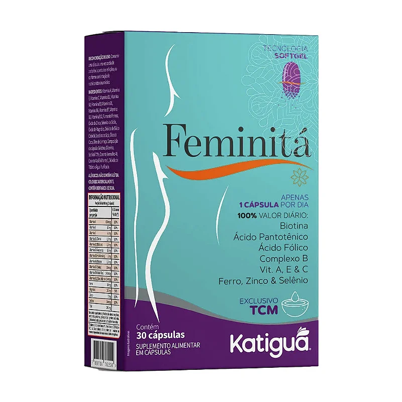Suplemento Alimentar Feminitá Katiguá 30 Cápsulas Softgel - Resilifarma - Saúde em primeiro lugar