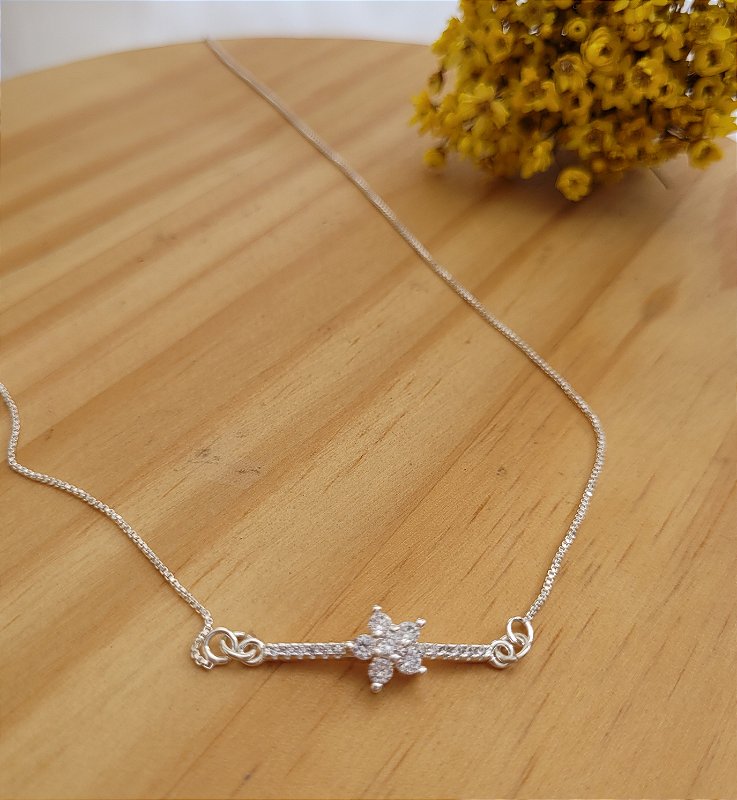 Colar Estrela Deitada - Prata 925 - M3F JOIAS ATACADO