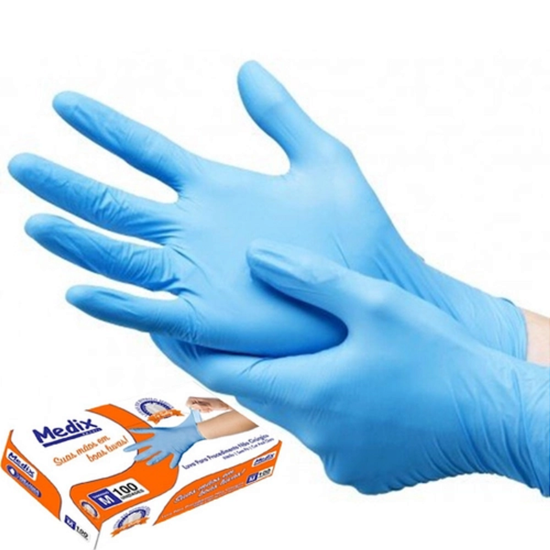 Luva de Procedimento Azul Nitrílica P M G 100 unidades - Medix ...