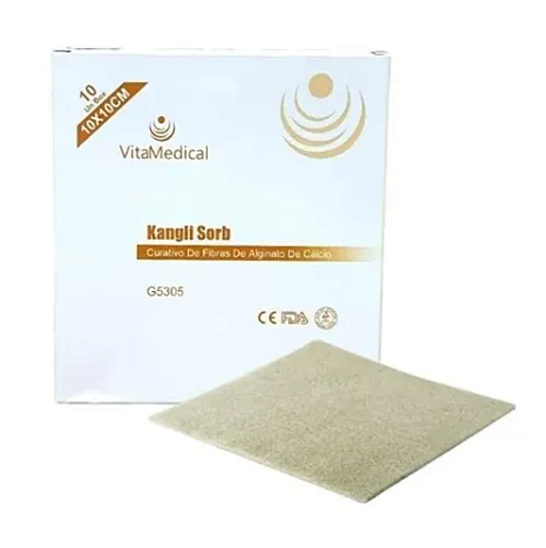 Curativo de Alginato de Cálcio 10cm x 10cm Kangli Sorb - VitaMedical ...