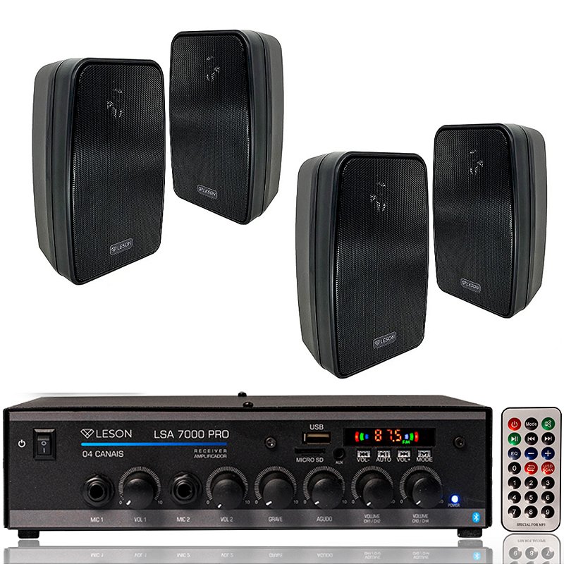 Kit som ambiente leson lsa 7000 com 4 caixas de som com tela - Aleta Online