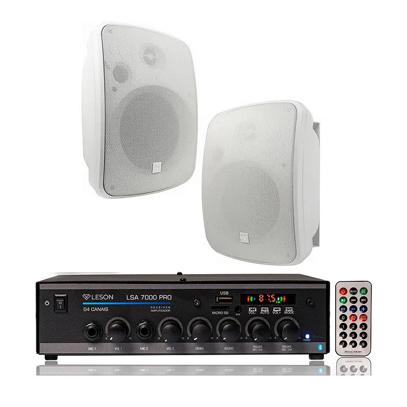 Kit som ambiente leson lsa 7000 com 2 caixa Kaz K5 branca - Aleta Online