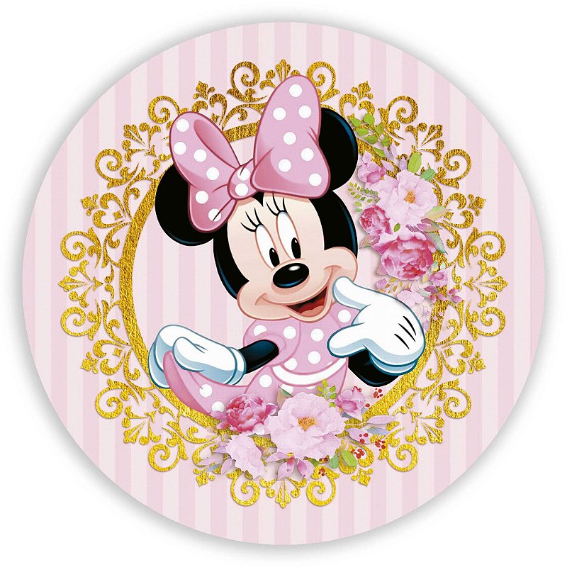 Painel Redondo - Minnie Rosa - Sublimado 3D - Sublistamps Sublimação