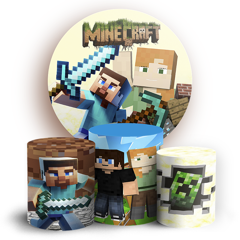 KIT Redondo e Trio - Minecraft - Sublimado 3D - Sublistamps Sublimação