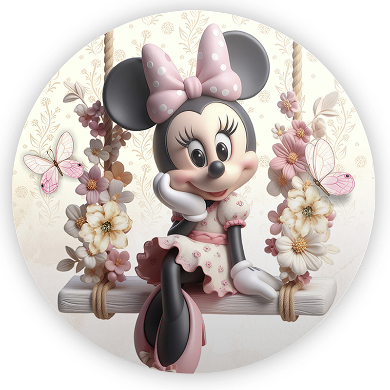 Painel Redondo - Minnie Jardim - Sublimado 3D - Sublistamps Sublimação