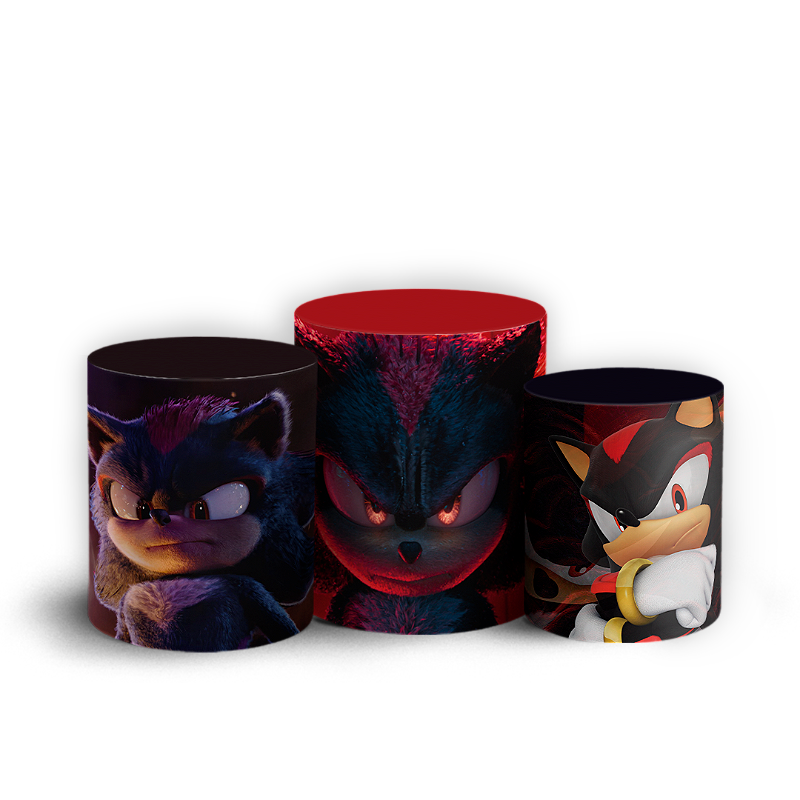 Trio Cilindro - Sonic Shadow - Sublimado 3D - Sublistamps Sublimação