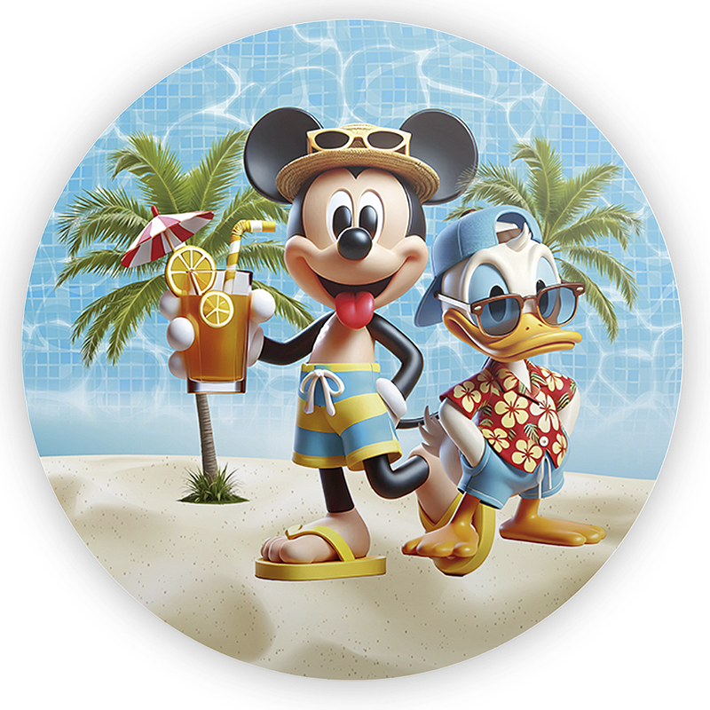 Painel Redondo - Mickey Pool Party - Sublimado 3D - Sublistamps Sublimação