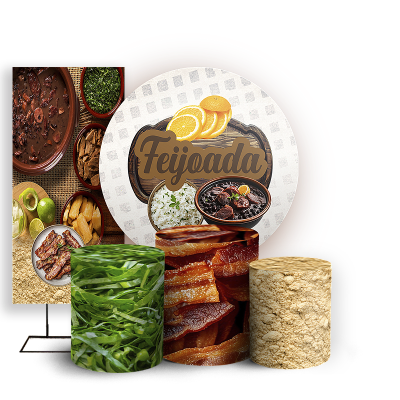 KIT Redondo Trio e Faixa - Feijoada - Sublimado 3D - Sublistamps Sublimação
